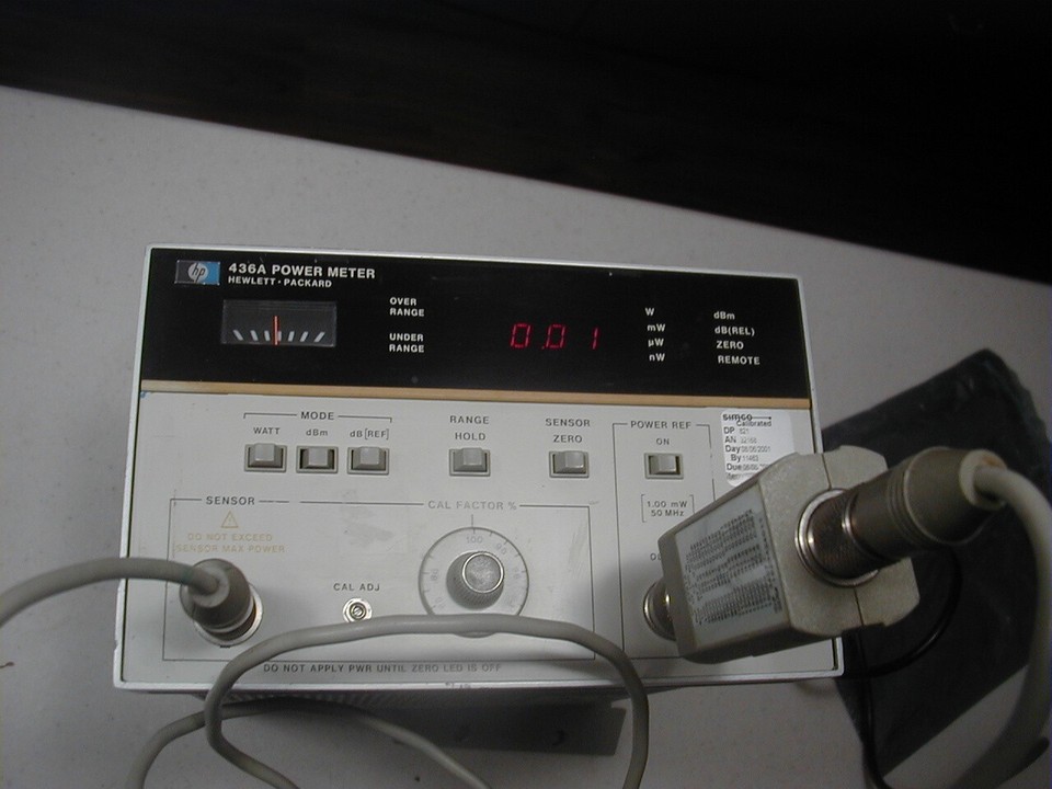 HP 436A Power Meter w/HP8481A .01-18 GHz Pwr Head, Adapter, Cable ...