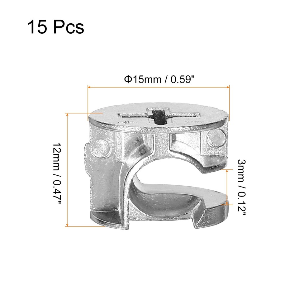 Furniture Cam Lock Fasteners 15 x 12mm, 15Pcs Cam Lock Nut Connectors ...
