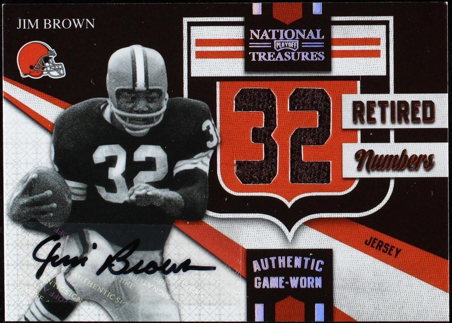 2009 Playoff National Treasures - Retired Jersey Numbers Jim Brown #3 ...