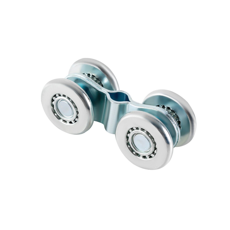 2 Pack Steel Double Wheel Rail Hanging Trolley Silver Sliding Track ...