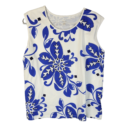 tan jay womens stretch sleeveless top size large beaded flower print ...