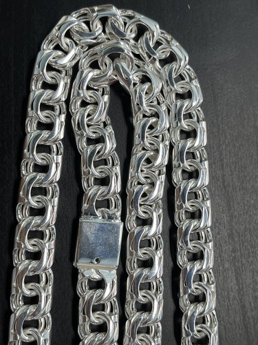 925 Sterling Silver Hand Made Chino Link 24 inch Chain Solid 124.9 ...