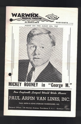 George M Playbill August 25 1969 Warwick Musical Theatre Mickey Rooney ...