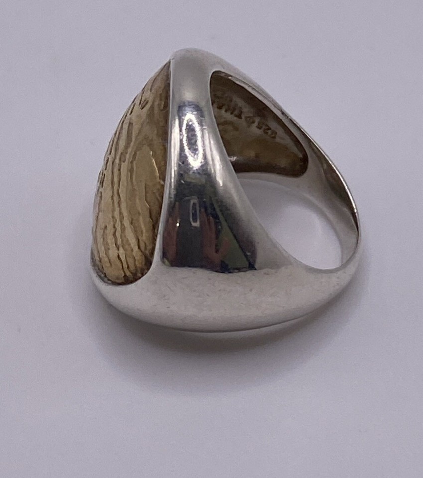 Silpada Sterling Silver Wood Grain Textured Bronze Timber Ring Sz 7 4 ...