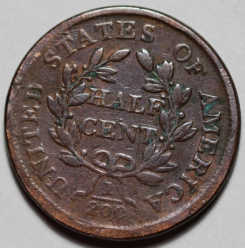 1804 Draped Bust Half Cent - Plain 4/Stemless - Damage - US 1/2c Copper ...