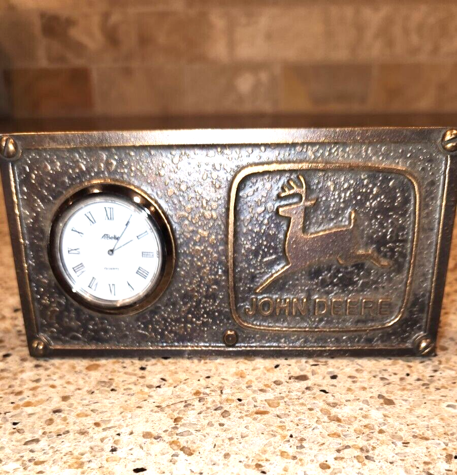 Selco Dummy Sample John Deere Desk Clock Bronze 5" X 2 1/2" | eBay
