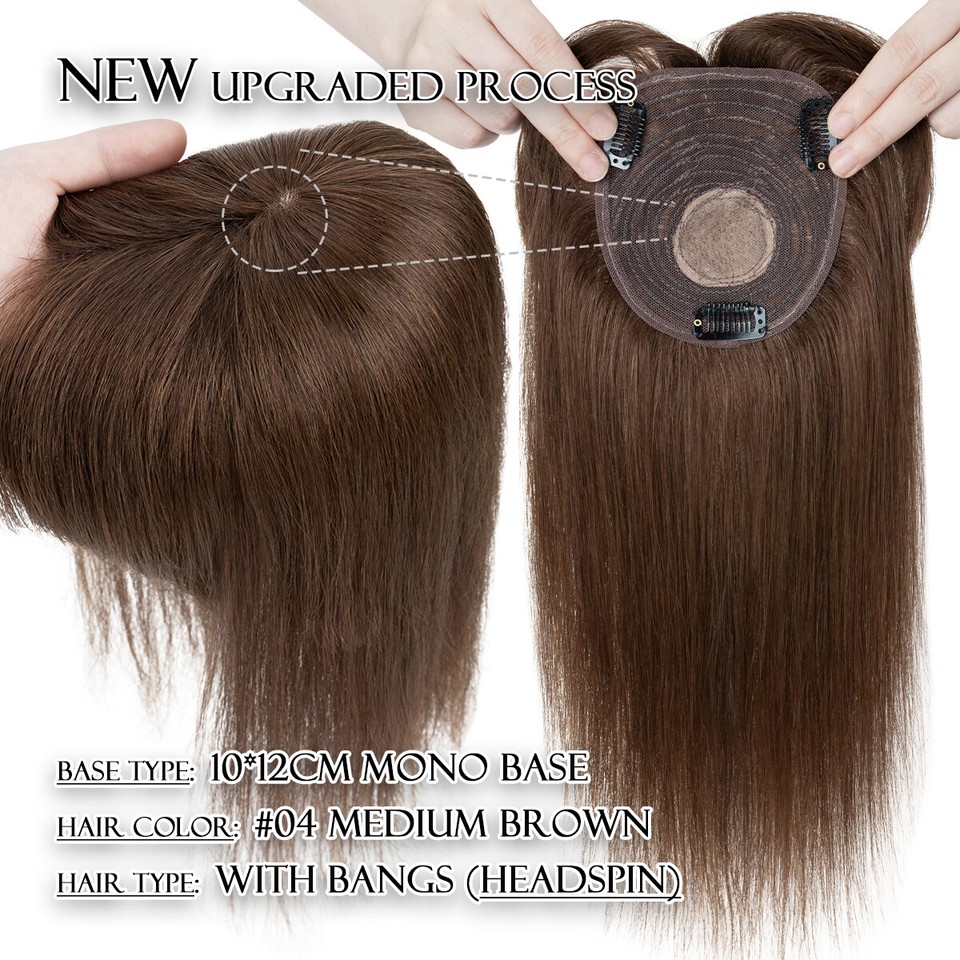 Real Remy Human Hair Toppers Toupee Extensions Clip in Top Middle Part ...