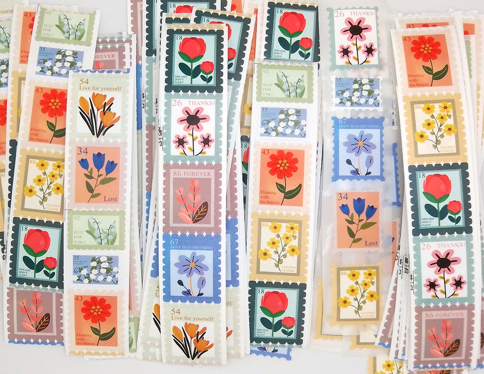 30 Flower Stamp Stickers/Scrapbooking/Crafts/Journals/Planner/Diary/0.5 ...