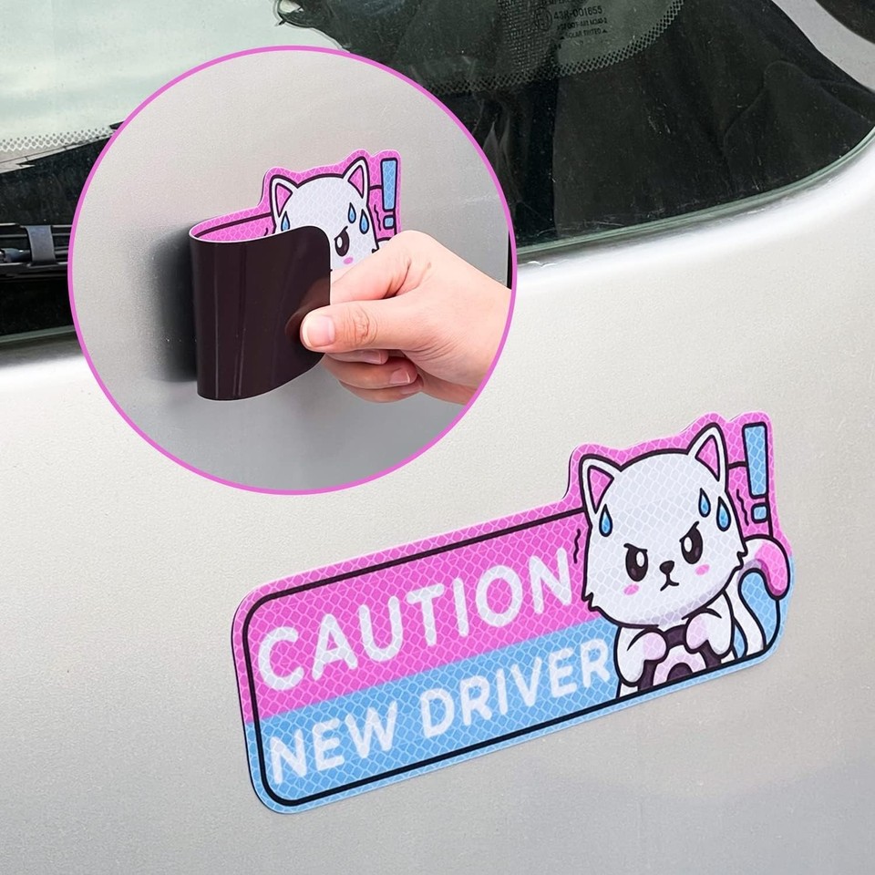 4pcs Cartoon Cat Student Driver Car Magnets – Cute Small, Multi Color ...