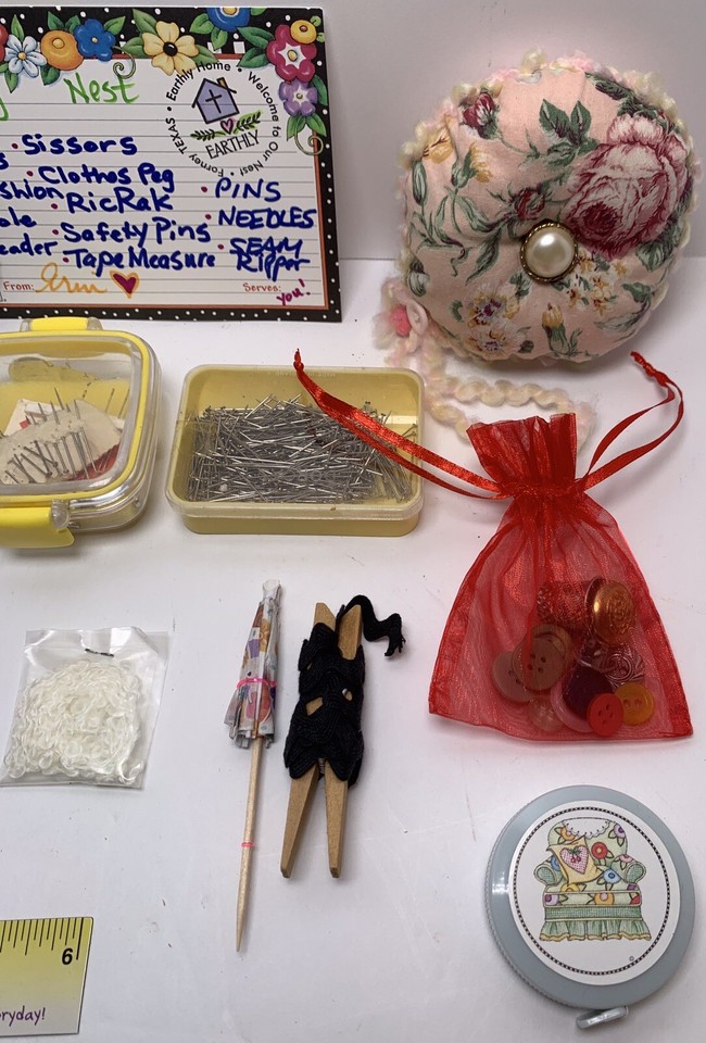 Sewing Notions Keepsake Box Treasure Hope Chest Nest Vintage Granny ...