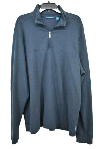 Perry Ellis Men Quarter Zip Pullover Sweatshirt Spread Collar Cotton ...