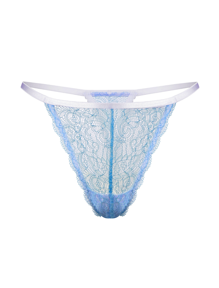 Navy Blue Lace Thong Panty Sheer Turquoise G-String Lingerie Underwear ...