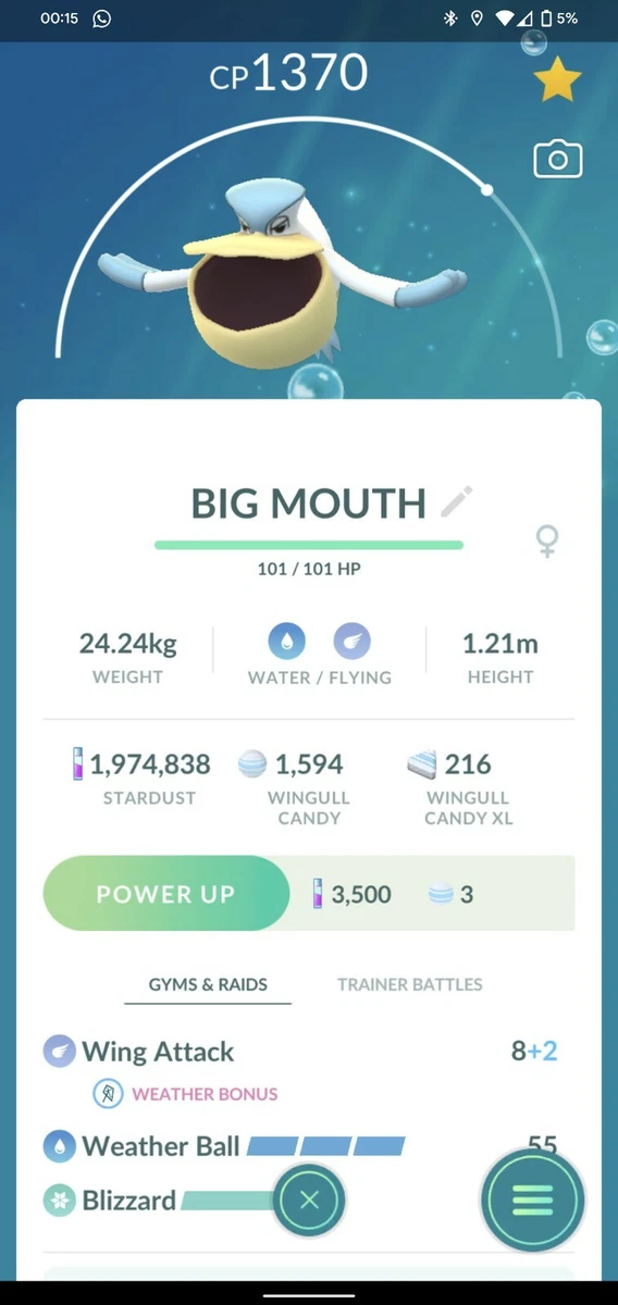 Wingull Evolution Chart