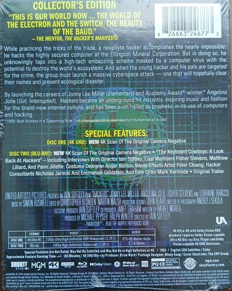 HACKERS-1995 (4K Ultra-Blu-Ray) Limited Edition Steelbook W/ Features ...
