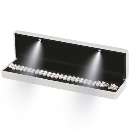 Classic Metal Glossy Jewelry Necklace Long Chain Gift Box with LED ...