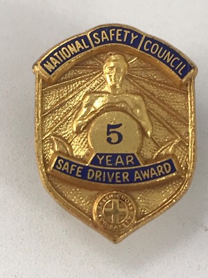 VINTAGE NATIONAL SAFETY COUNCIL 5 YEAR SAFE DRIVER AWARD PIN | eBay