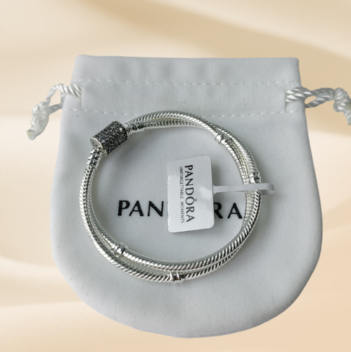 Pandora Moments Double Wrap Barrel Clasp Snake Chain 16cm Bracelet W ...