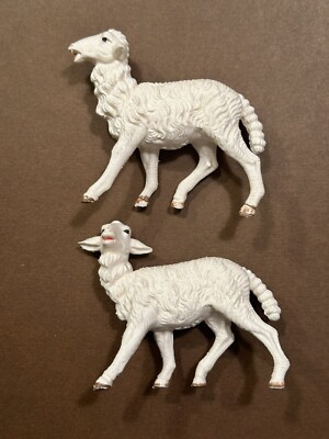 2 Vintage Hard Rubber Lamb Sheep / Made in ITALY /Nativity Manger ...
