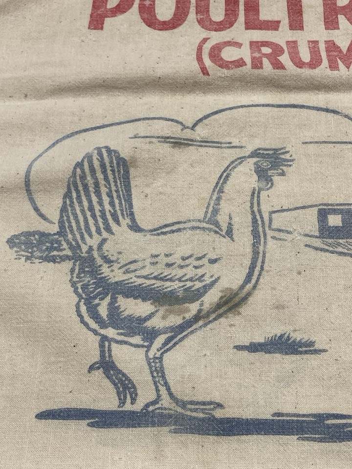 Vintage Original Red Rose Poultry Feed Sack Approximately size is 21 in ...