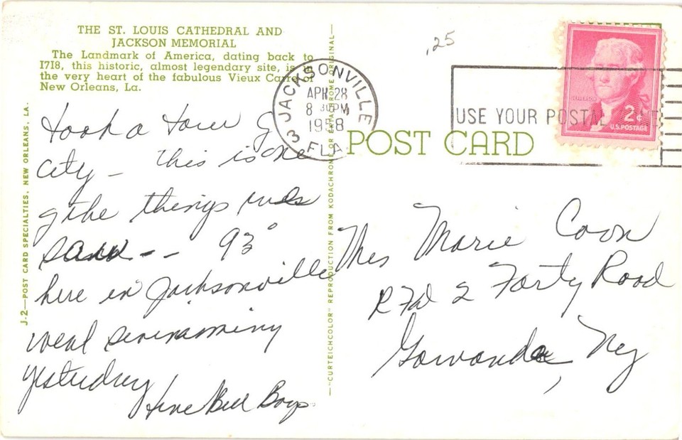 New Orleans Louisiana St. Louis Cathedral and Jackson Memorial Vintage ...