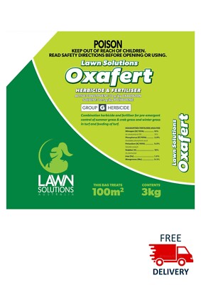 Lawn Solutions Oxafert 3KG Fertiliser & Herbacide FREE DELIVERY | eBay ...