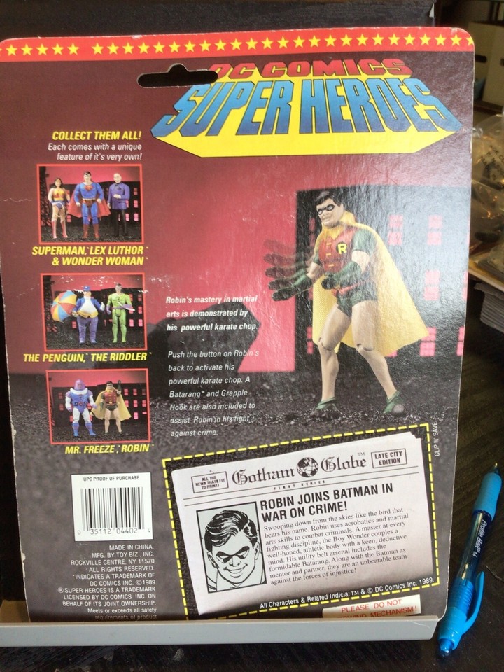 ROBIN KARATE CHOP DC COMICS SUPER HEROES TOY BIZ 1989 NEW ON CARD | eBay