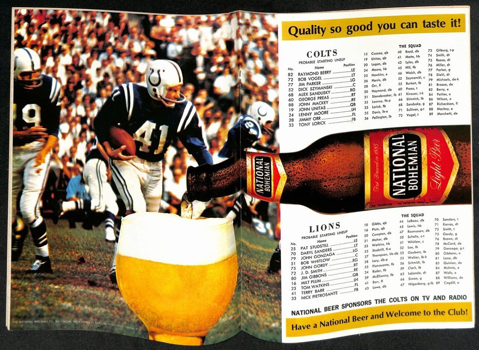 December 6, 1964 Football Program Baltimore Colts vs. Detroit Lions ...