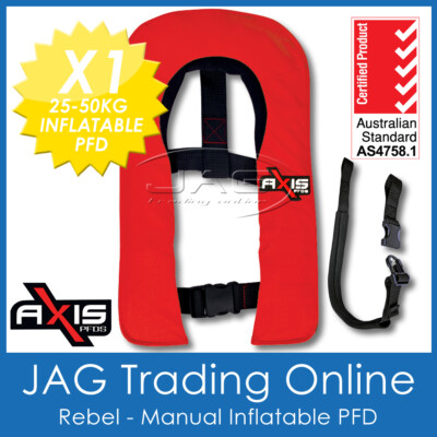 AXIS REBEL INFLATABLE PFD1 25-50kg CHILD LIFEJACKET 100N Manual Life ...