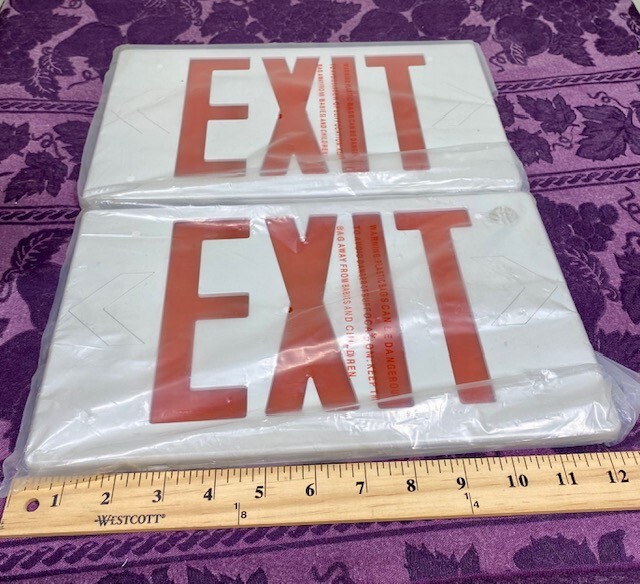 Two Exit Sign Cover Red Color Panel Only 12 x 7 3/8" EXIT Sign | eBay
