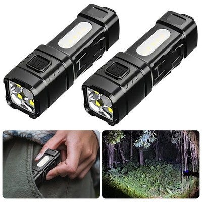 2 Pcs Mini Flashlight Rechargeable LED Small Flashlight EDC Pocket ...
