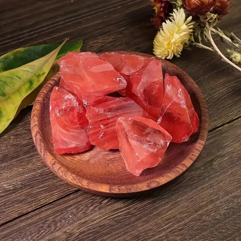 3Pcs Raw Large Cherry Quartz Rough Crystal Reiki Mineral Rocks Chunks ...
