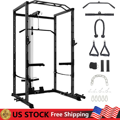 Power Cage Power Rack & Pulley System, Squat Rack Weight Cage Exercise ...