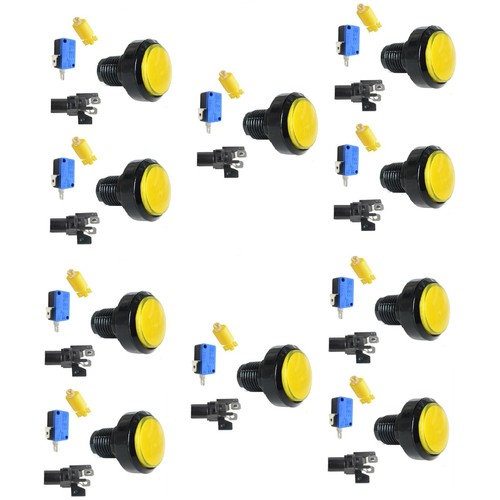 1/3/5/10x Yellow Arcade Round Push Buttons Illumilated LED Light w/ Microswitch/ | eBay
