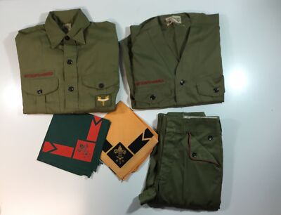 BSA Olive Green Uniform Lot Pants 24” Waist 24.5” Inseam shirts 12.5 ...