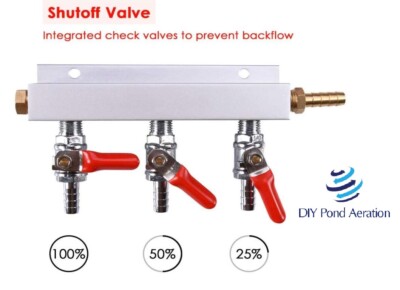 NEW 3 way Aeration Air Manifold Control Valve / Line Splitter with ...