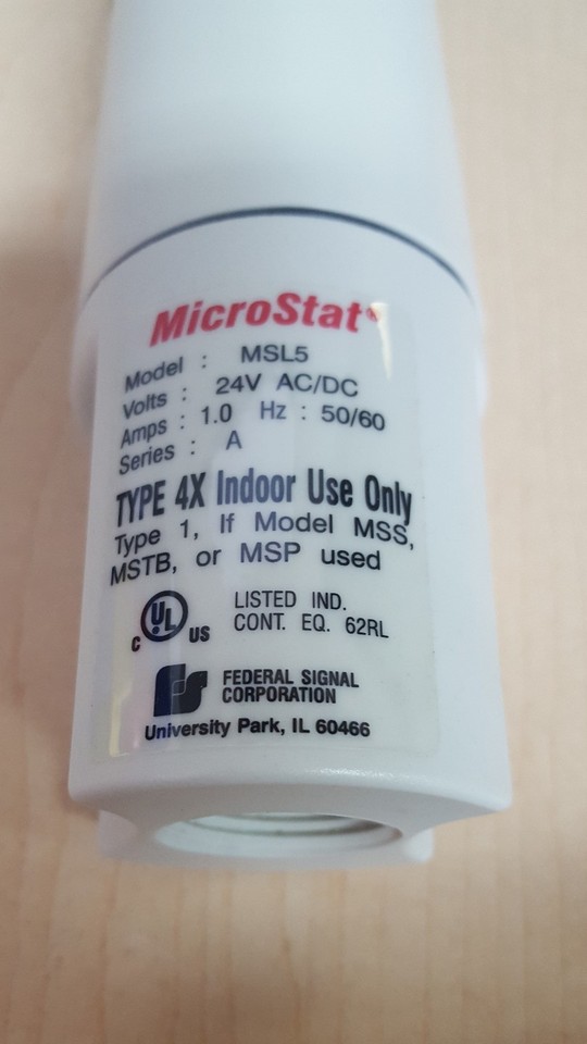 FEDERAL SIGNAL MICROSTAT MSL5 STACKLIGHT NODEL, 24V AC/DC, 1.0 HZ:50/60 ...