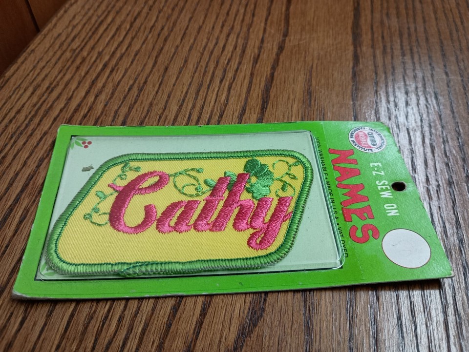 Cathy Funky Colors Pink Yellow Green Vintage Name Patch (Cursive ...