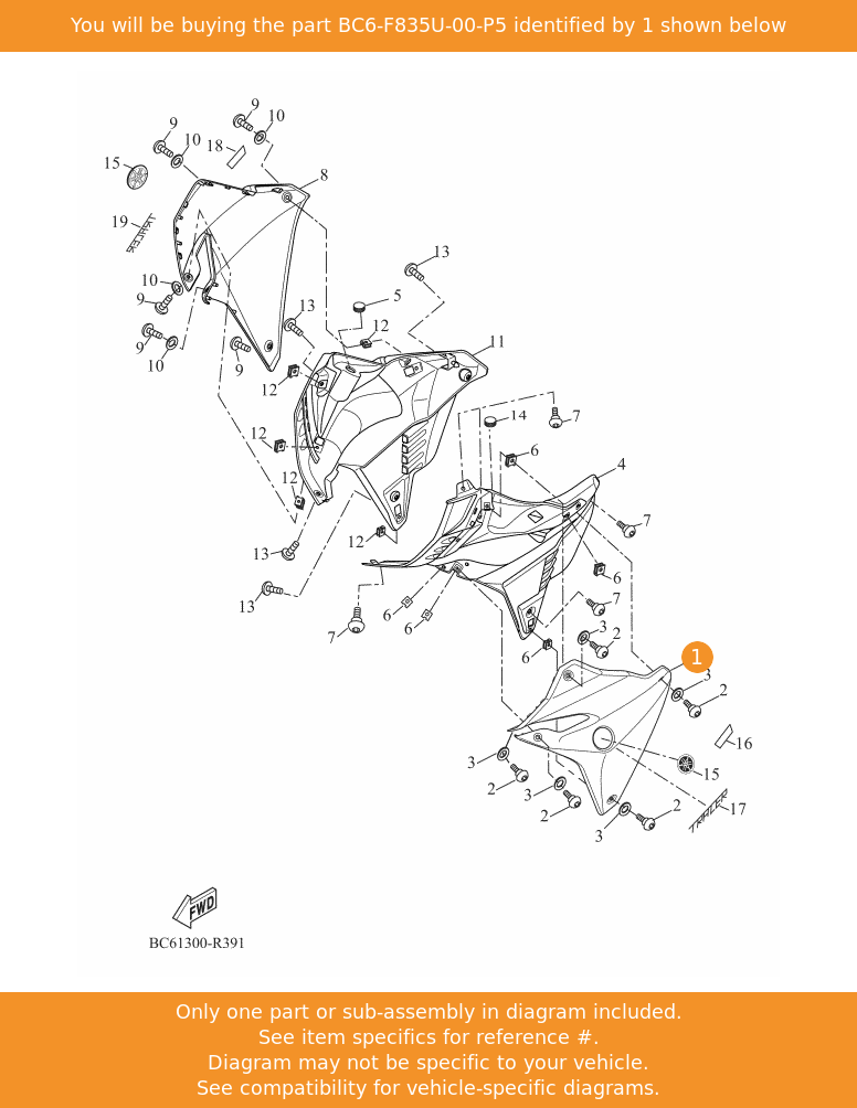 YAMAHA Panel 1 BC6-F835U-00-P5 Fowlers Parts OEM for sale online | eBay