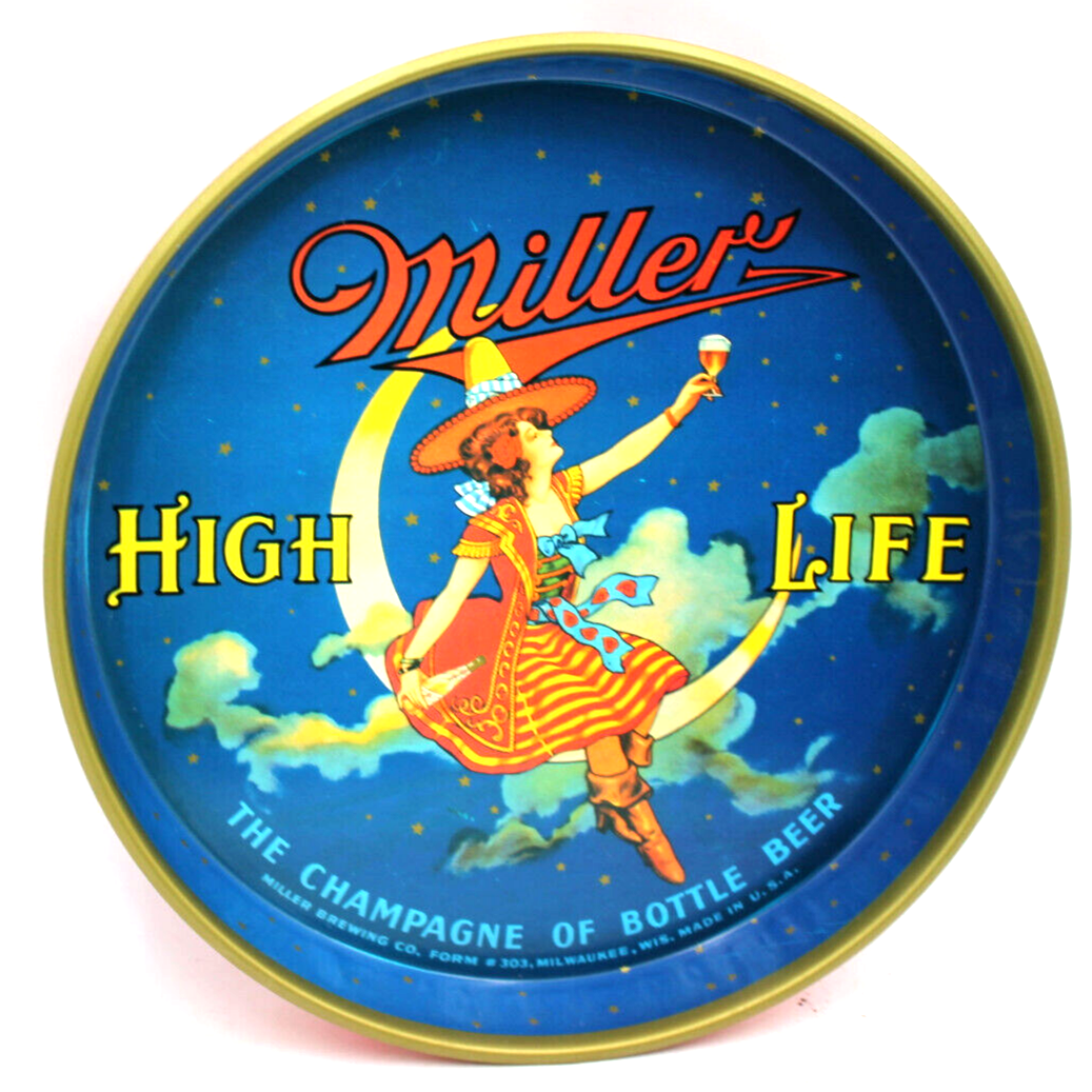 Vtg Ex Cond Miller HIGH LIFE Girl On Moon Bar Beer Server Tray USA ...