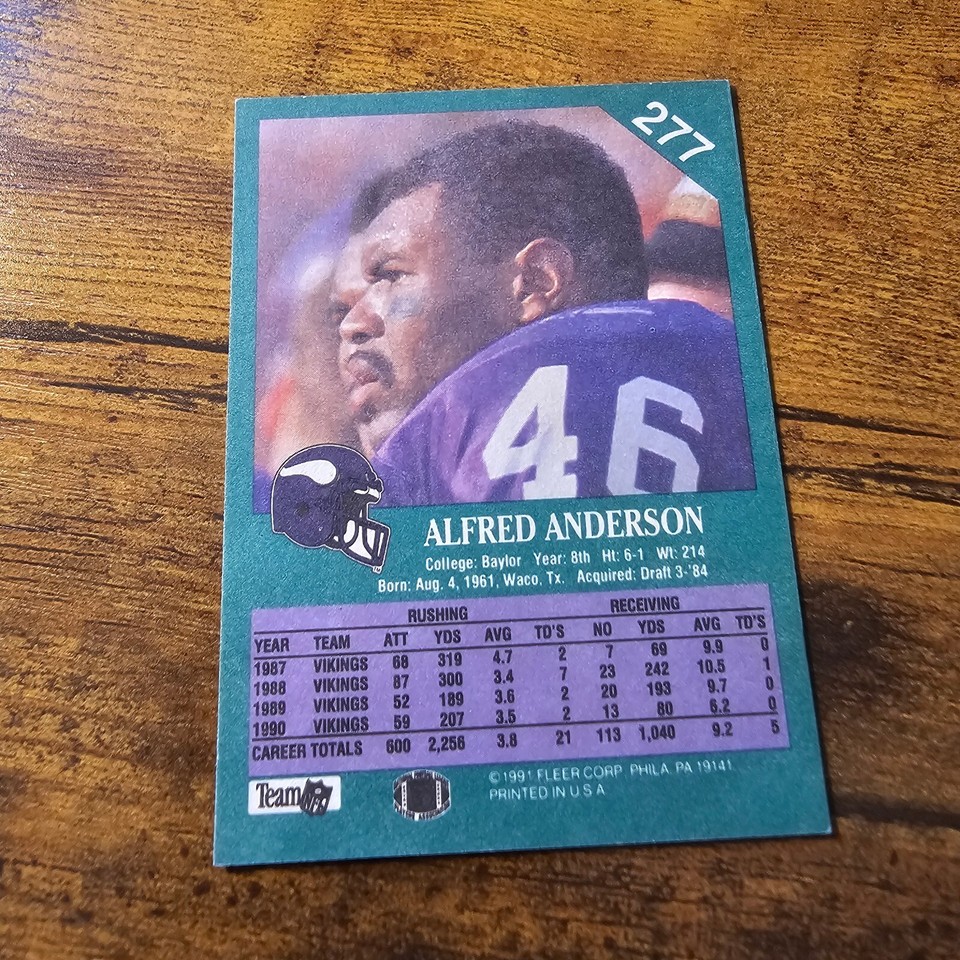 1991 Fleer Football Card #277 Alfred Anderson | eBay