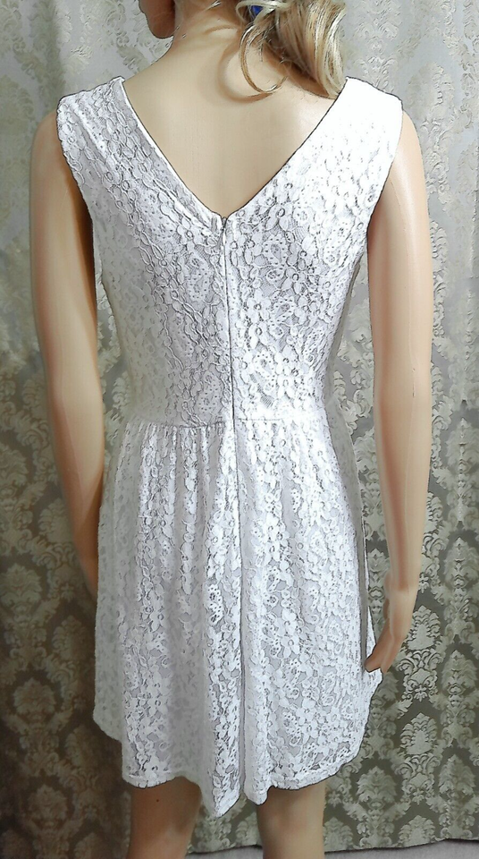 Mi Ami White Lacey Summer Dress Short /Sleeveless Size Medium Quality ...