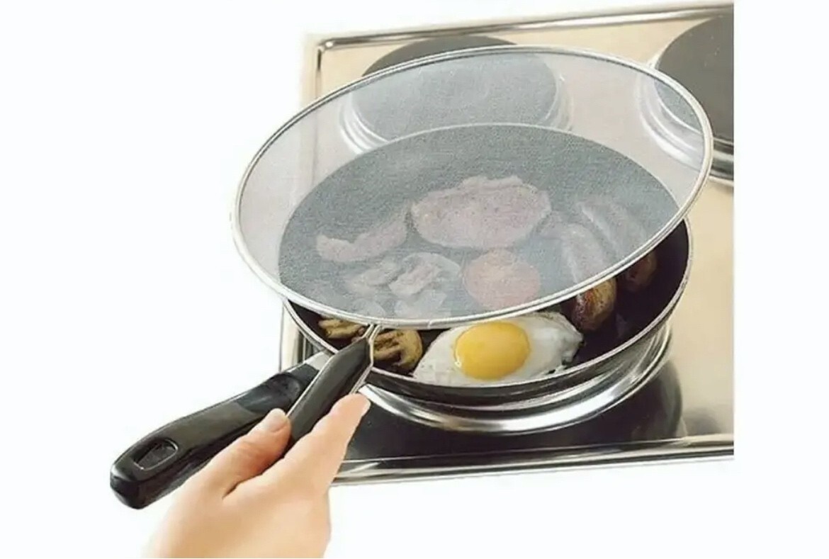 Set of 2 Metal Mesh Frying Pan Splatter Screen Oil Guard 9.5" With ...