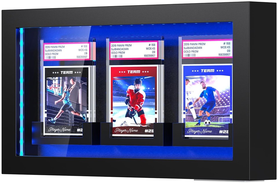 Card Display Case with LED Light, Baseball Card Display Case 3 Graded ...