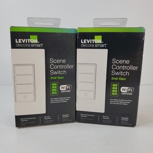 (2) Leviton Decora Smart Wi-Fi Scene Controller Switch 2nd Gen D2SCS ...
