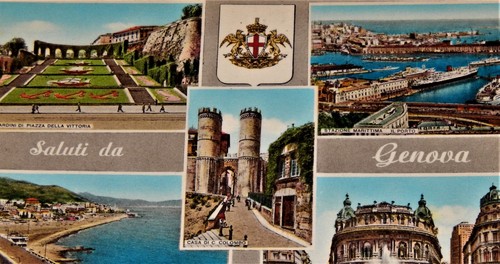 Vintage Postcard, GENOA, ITALY, Multi-View, "Greetings From", Beach ...