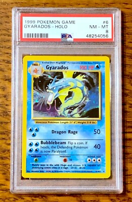 1999 Pokemon ~ PSA 8 ~ Gyarados Holo Card #6 ~ Unlimited Base Set WOTC ...
