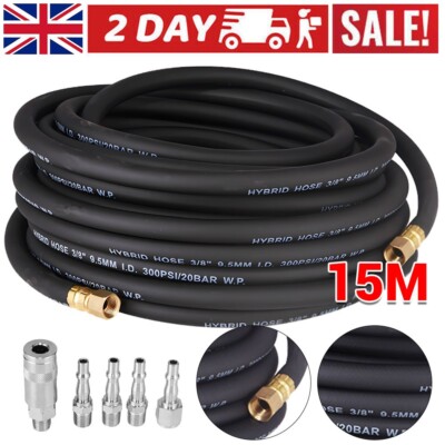 Rubber Air Compressor Hose Line 15m Metre1/4 ''BSP 9.5mm Bore Auto ...