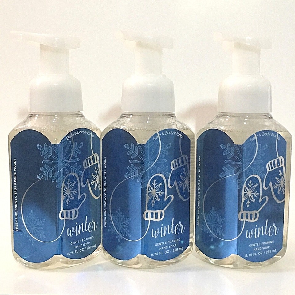 NEW 3 BATH & BODY WORKS WINTER GENTLE FOAMING HAND SOAP WASH 8.75 OZ ...