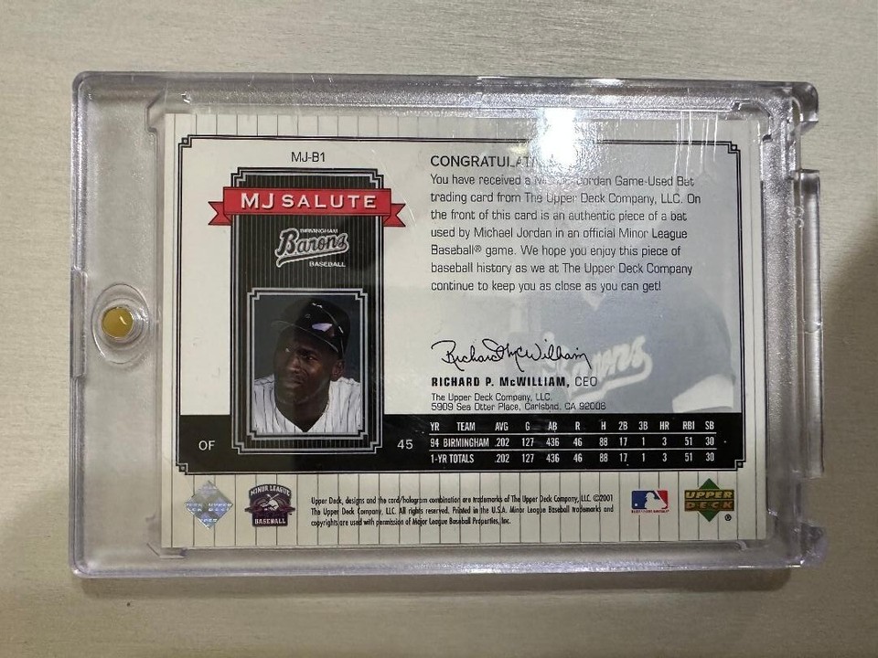 2001 Minor League Baseball Centennial MJ Salute Bat Michael Jordan #MJ ...