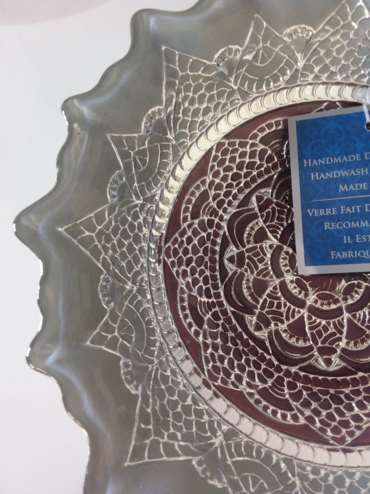 AKCAM EFE GLASS TURKISH HAND MADE GRAY, BROWN, SILVER BOWL 100% GENUINE ...